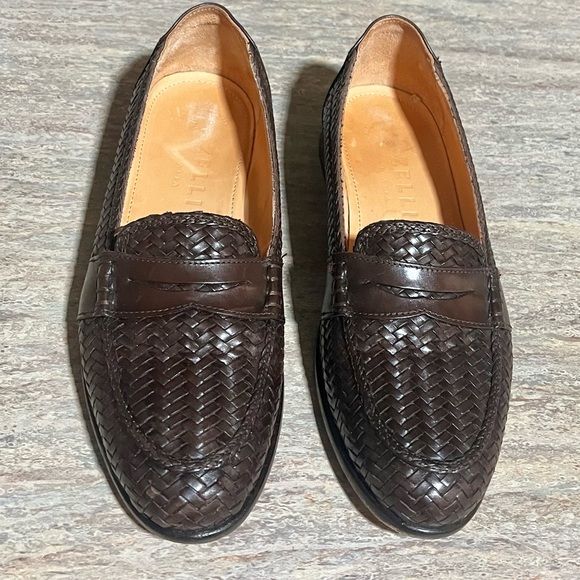 Zelli | Shoes | Zelli Italian Mens Dark Brown Moc Toe Leather Woven ...
